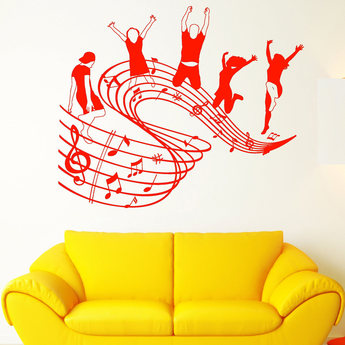 Vinyl Wall Decal Teenagers Music Dancing Notes Melody Stickers Unique ...