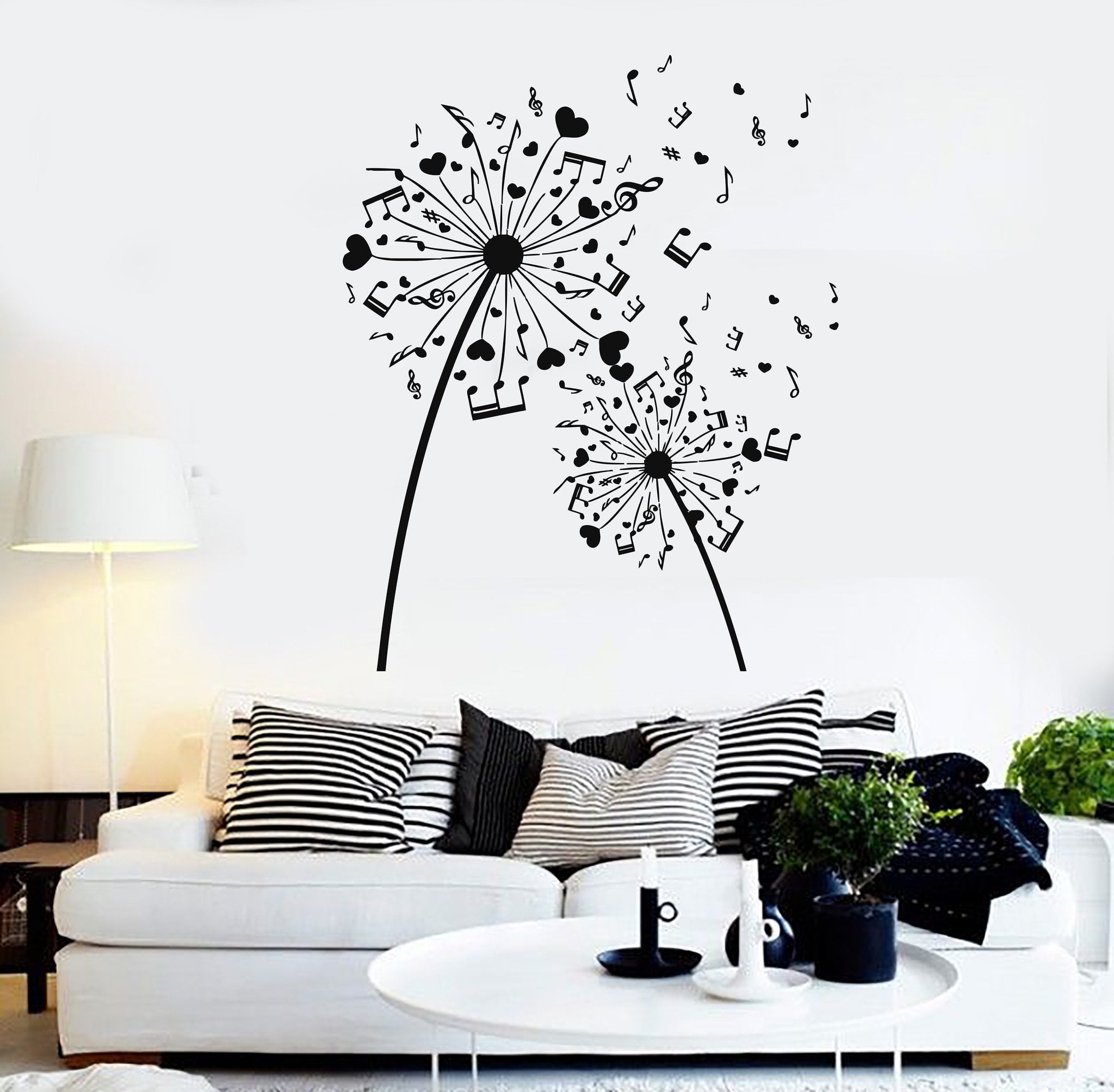 Vinyl Wall Decal Musical Dandelion Music Art Room Decoration Stickers ...