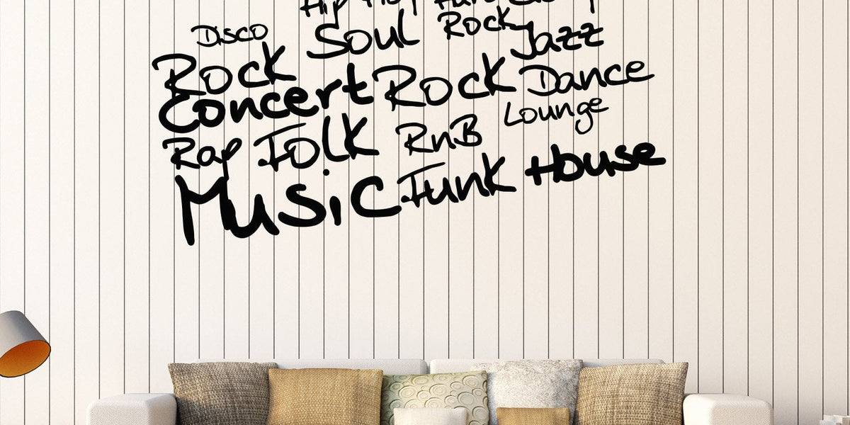 Vinyl Wall Decal Musical Word Art Music Room Decoration Stickers Uniqu ...