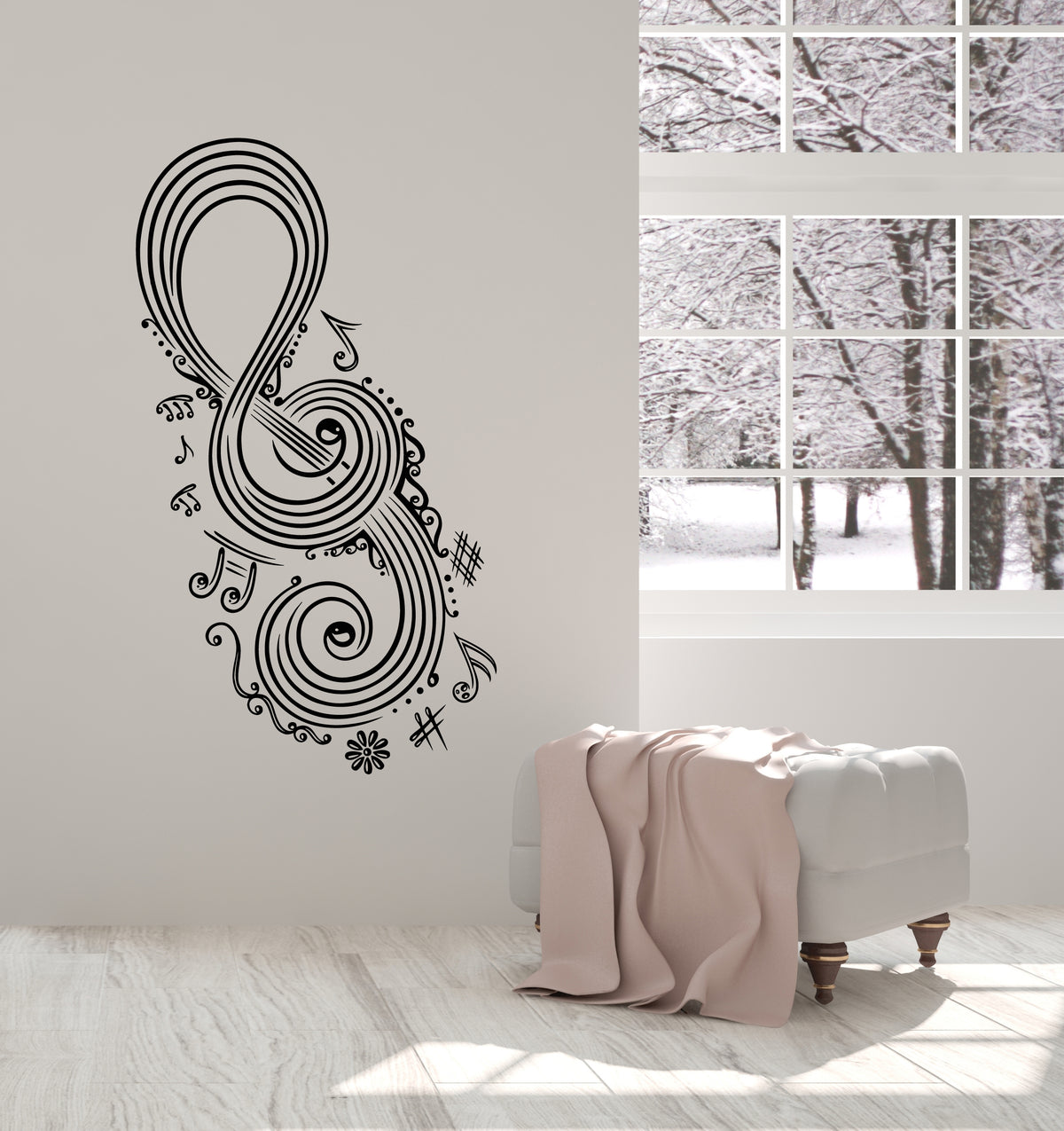 Vinyl Wall Decal Ornament Musical Notes Sheet Music Melody Stickers (4 ...