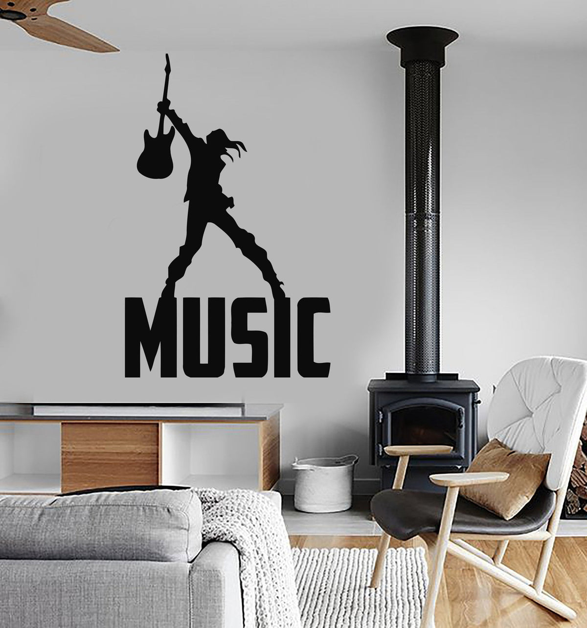 Vinyl Wall Decal Music Word Musician Pop Rock Art Stickers Mural Uniqu ...