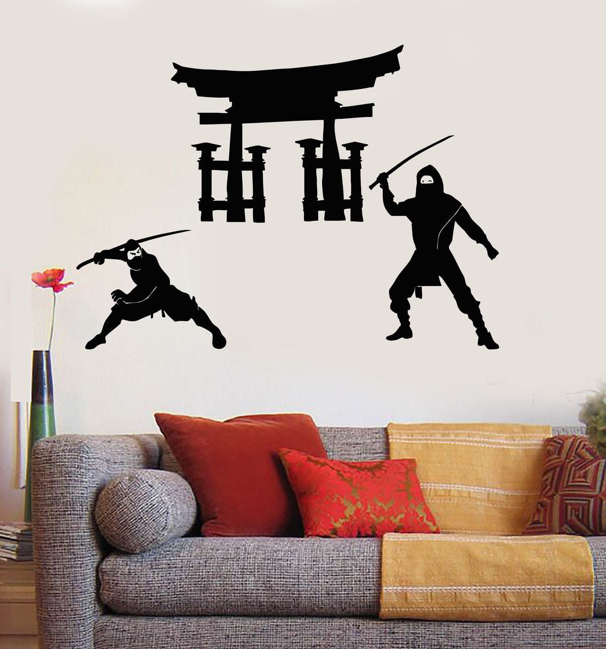 Vinyl Wall Decal Ninja Japanese Gate Warrior Asian Style Stickers Uniq ...