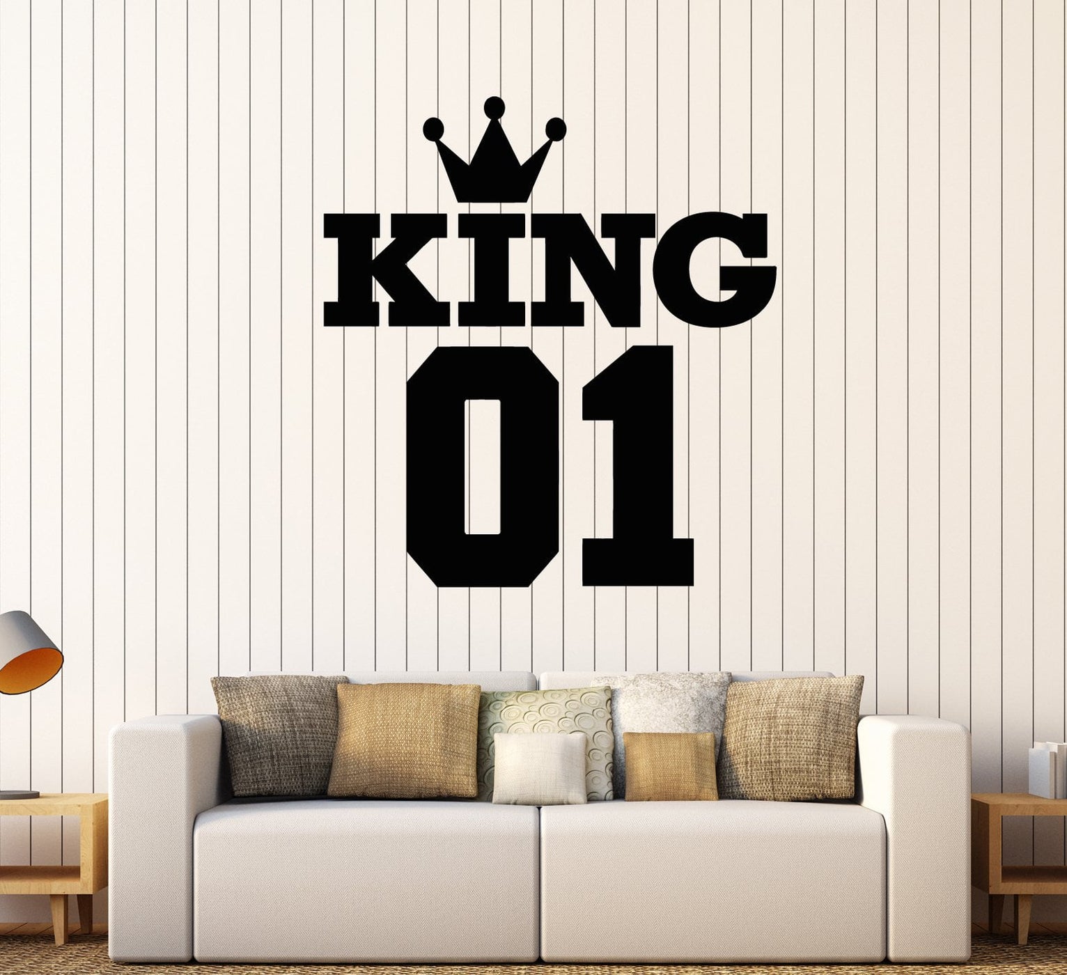 Vinyl Wall Decal Number One King Word Logo Crown Stickers (2137ig ...