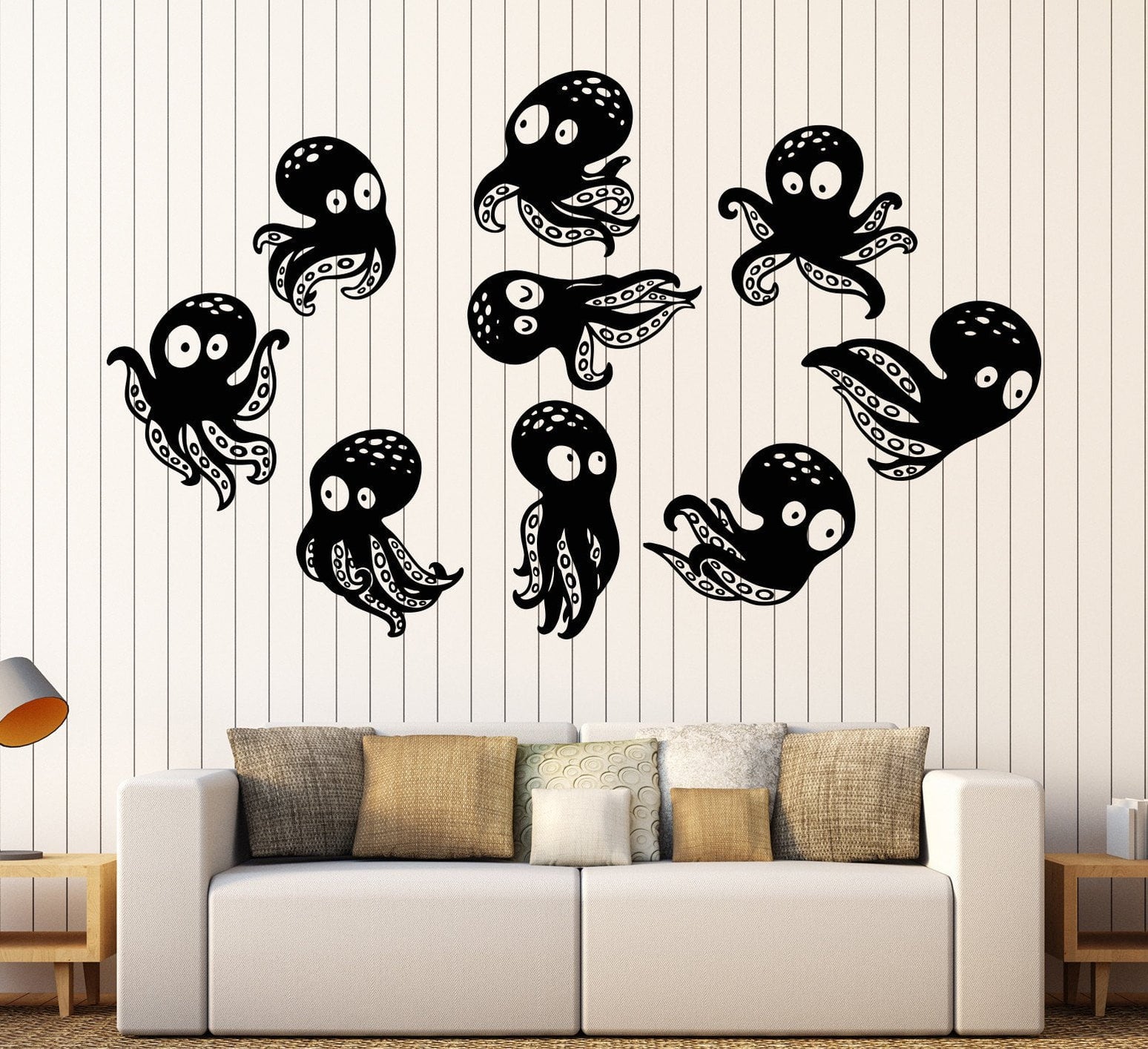Vinyl Wall Decal Little Funny Octopus Sea Ocean Animal Nursery Sticker ...