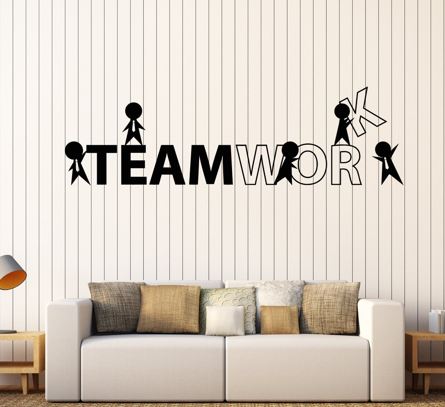 Vinyl Wall Decal Office Quote Worker Style Teamwork Cartoon People Sti ...