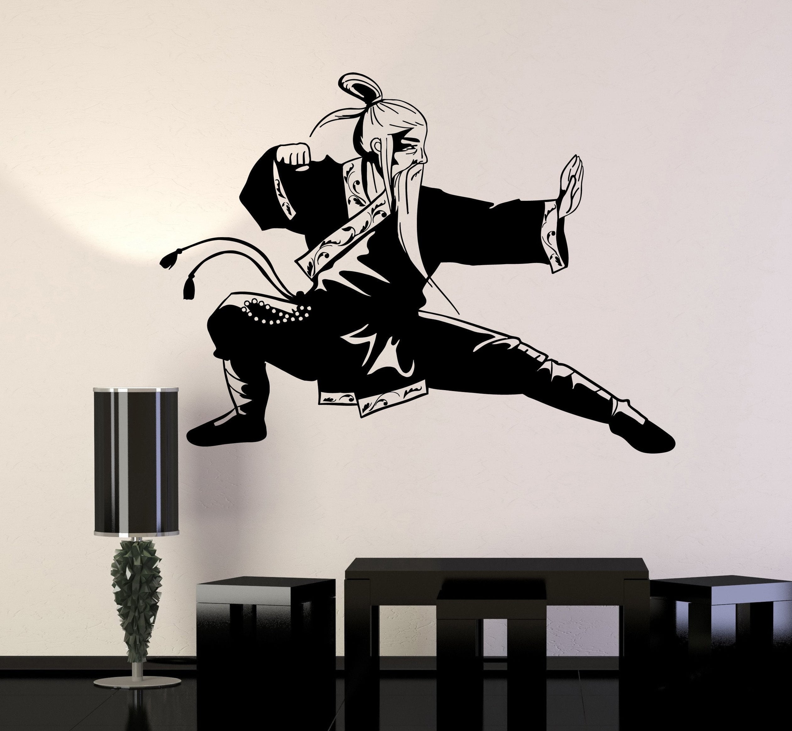 Vinyl Wall Decal Old Kung Fu Warrior Master Martial Arts Asian Sticker ...