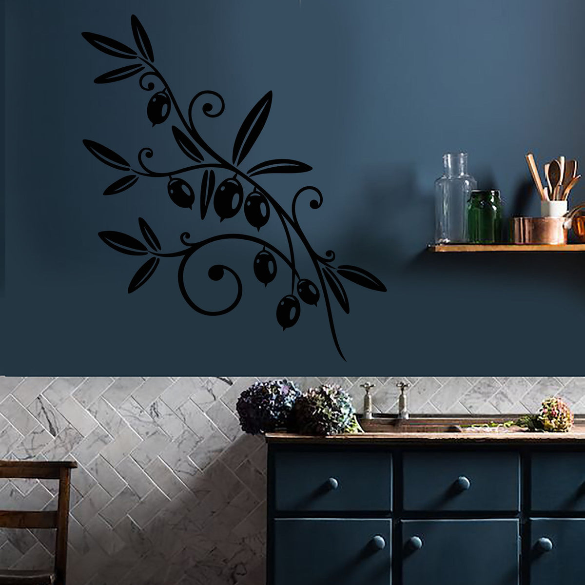 Vinyl Wall Decal Olive Branch Olives Food Plant For kitchen Stickers ...