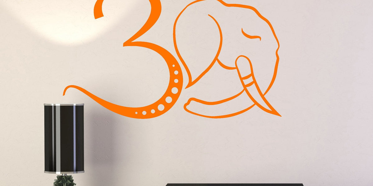 Vinyl Wall Decal Om Symbol Elephant Head Hinduism Hindu Stickers Uniqu ...