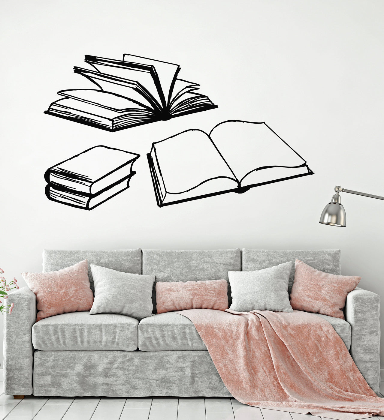 Vinyl Wall Decal Open Books Reading Room Library Bookworm Stickers Uni ...