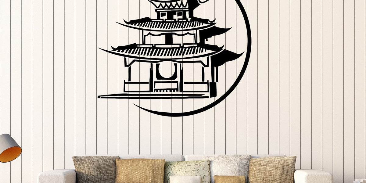Vinyl Wall Decal Japanese Pagoda Japan Asian Art Oriental Stickers Uni ...