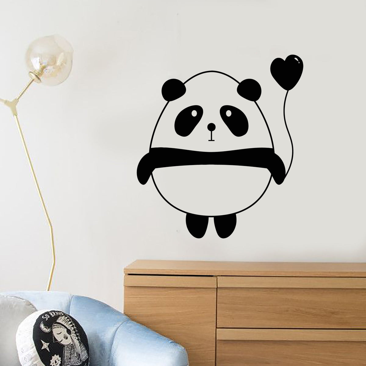 Vinyl Wall Decal Cartoon Baby Panda Balloon Children's Room Decor Stic ...