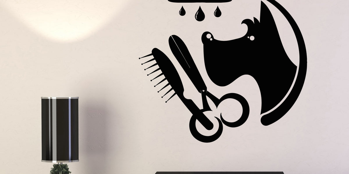 Vinyl Wall Decal Pet Shop Grooming Dog Scissors Stickers (2751ig ...