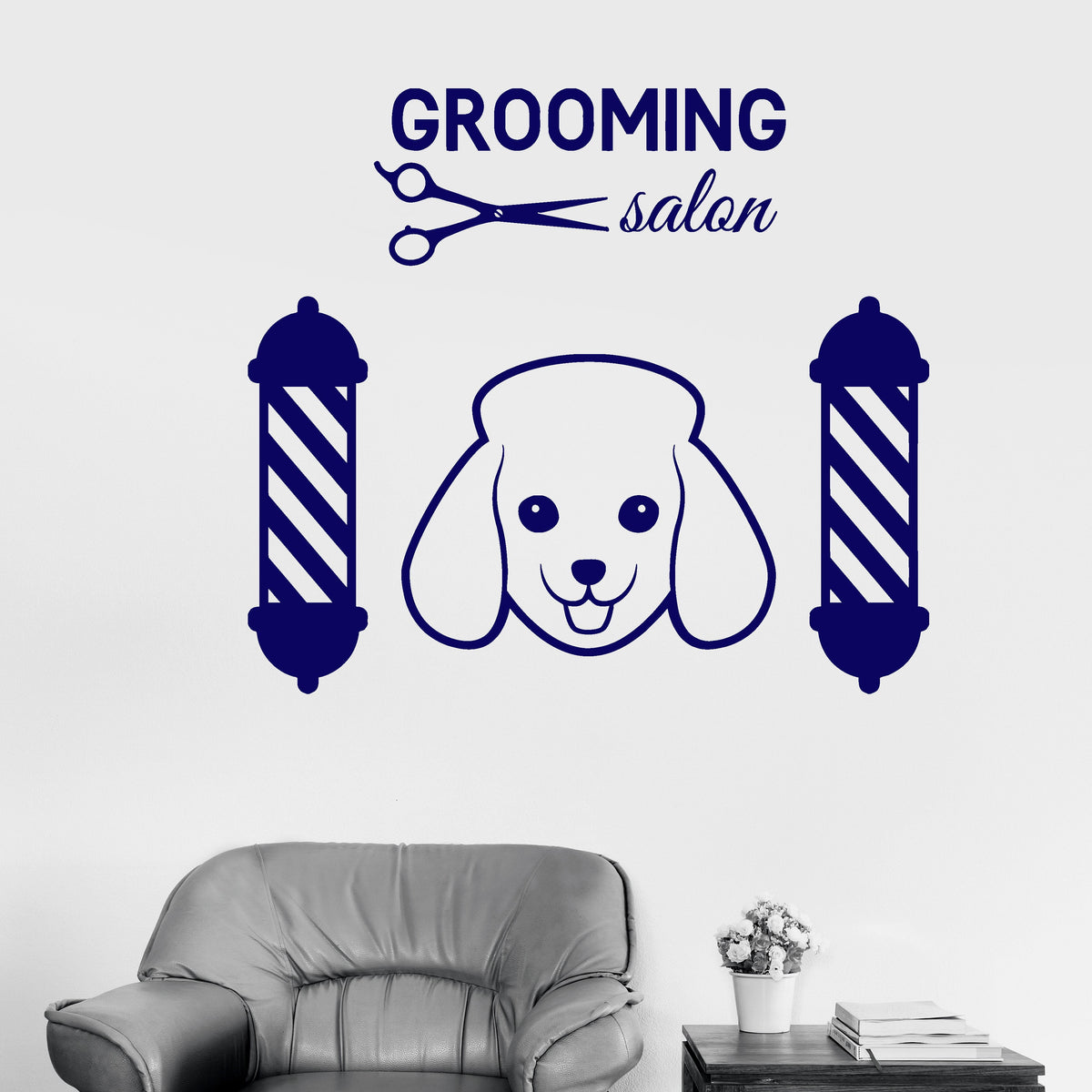 Vinyl Wall Decal Grooming Pet Dog Logo Scissors Stickers (2181ig ...
