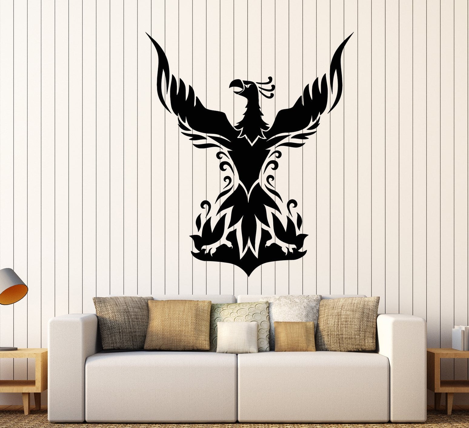 Vinyl Wall Decal Phoenix Fantastic Bird Forks Of Flame Stickers (2318i ...