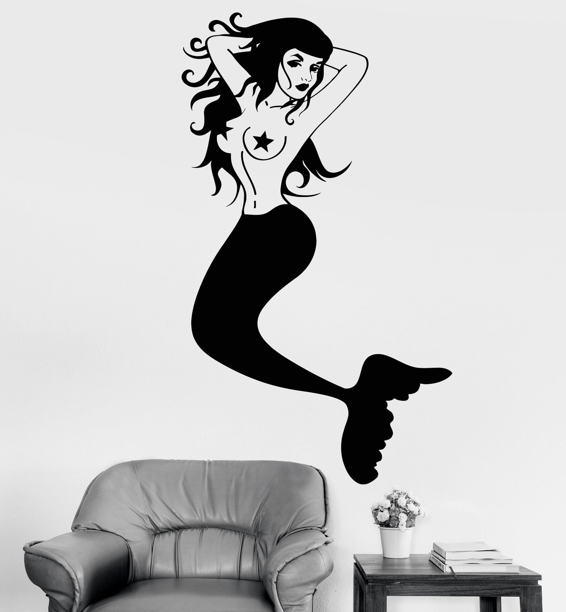 Vinyl Wall Decal Sexy Mermaid Retro Pin Up Style Sea Ocean Decor Stick ...
