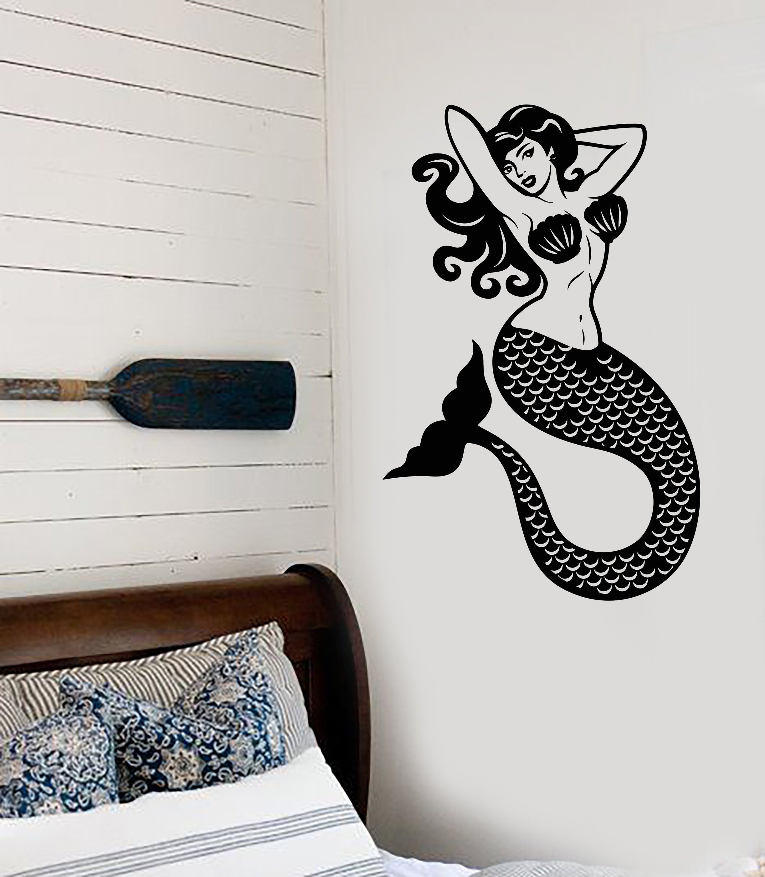 Vinyl Wall Decal Sexy Beautiful Mermaid Pin Up Style Sea Ocean Sticker ...