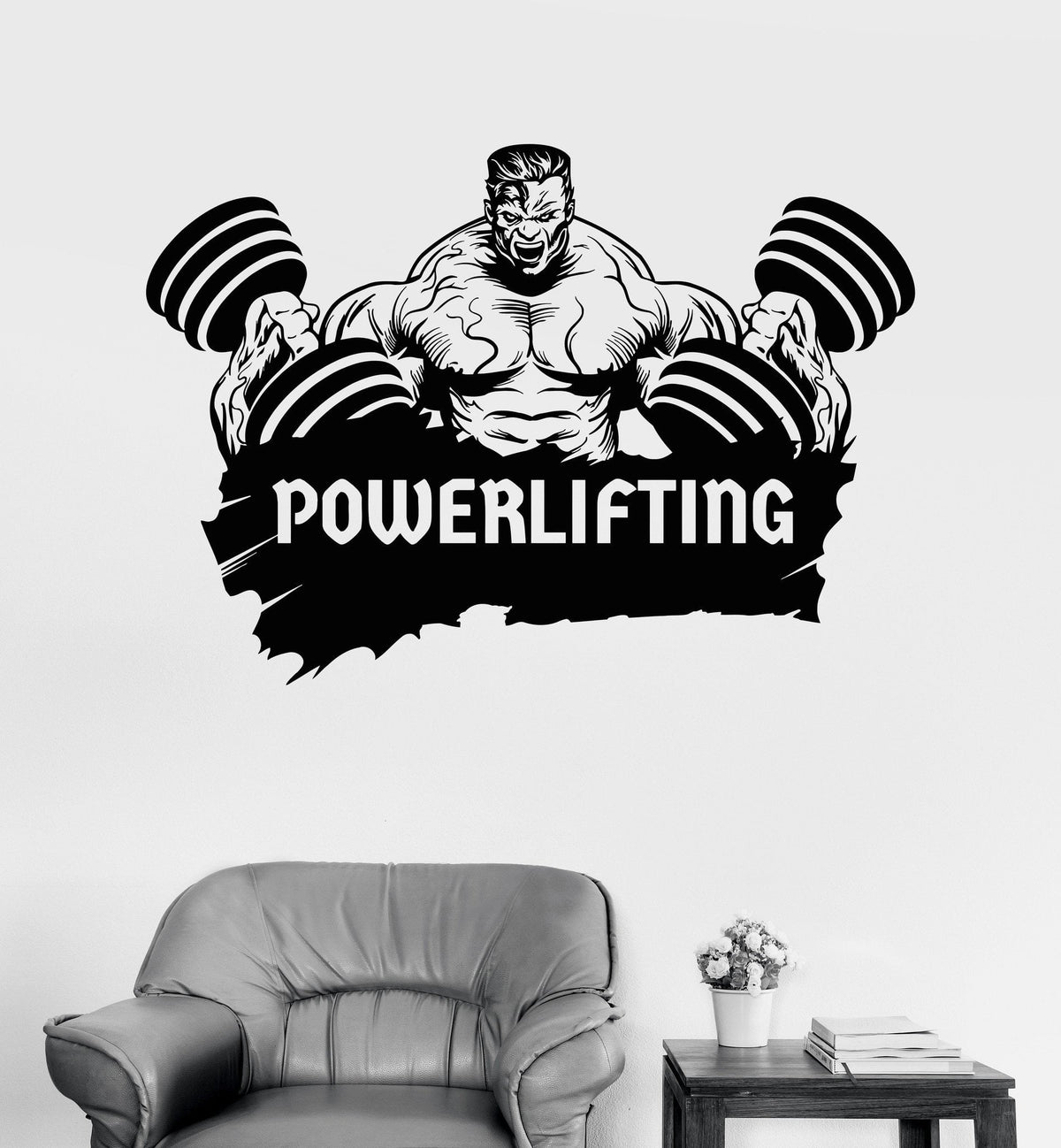 Vinyl Wall Decal Powerlifting Muscle Gym Fitness Motivation Stickers U ...