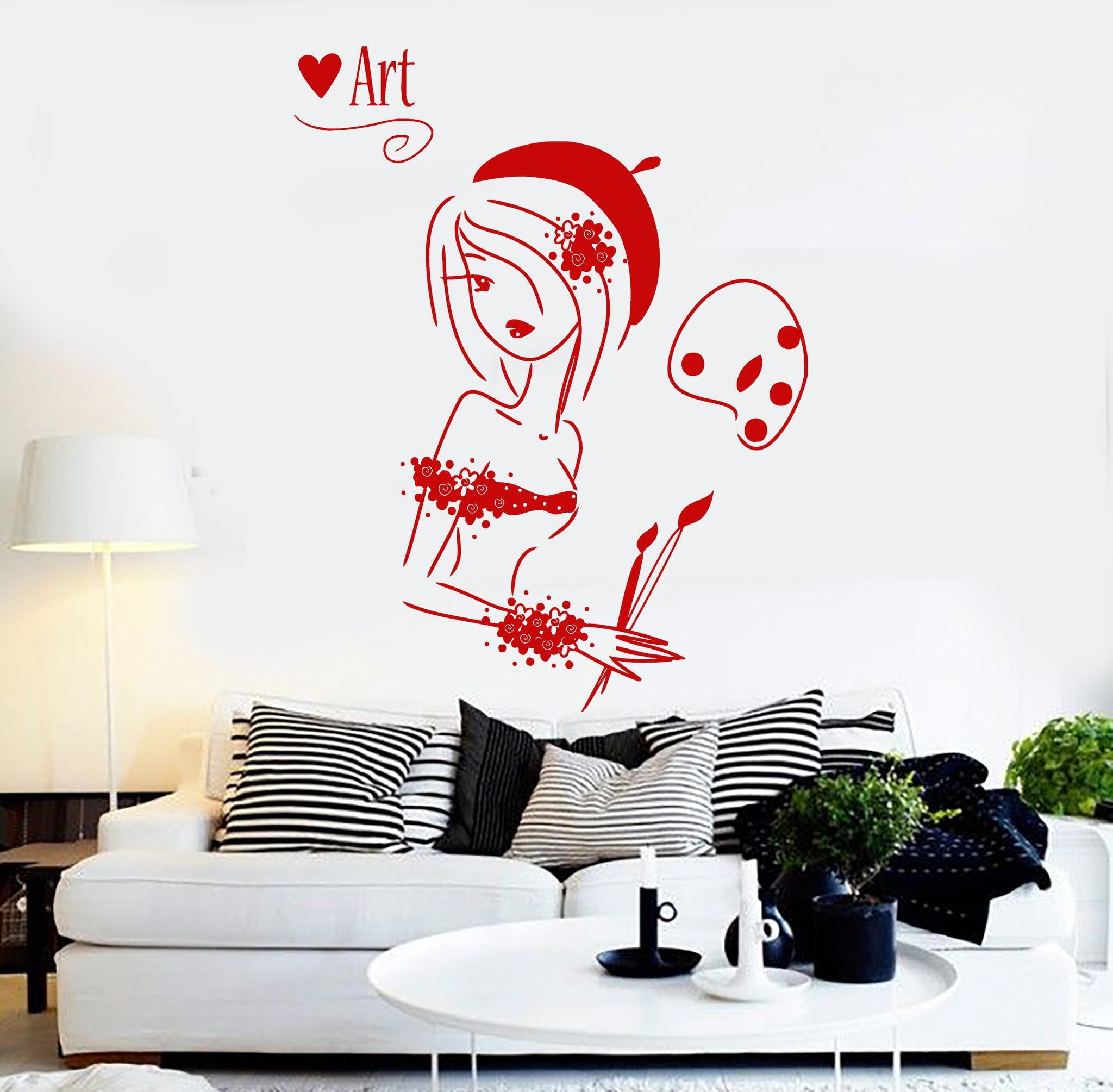 Vinyl Wall Decal Artist Painting Art Pretty Girl Stickers Unique Gift ...