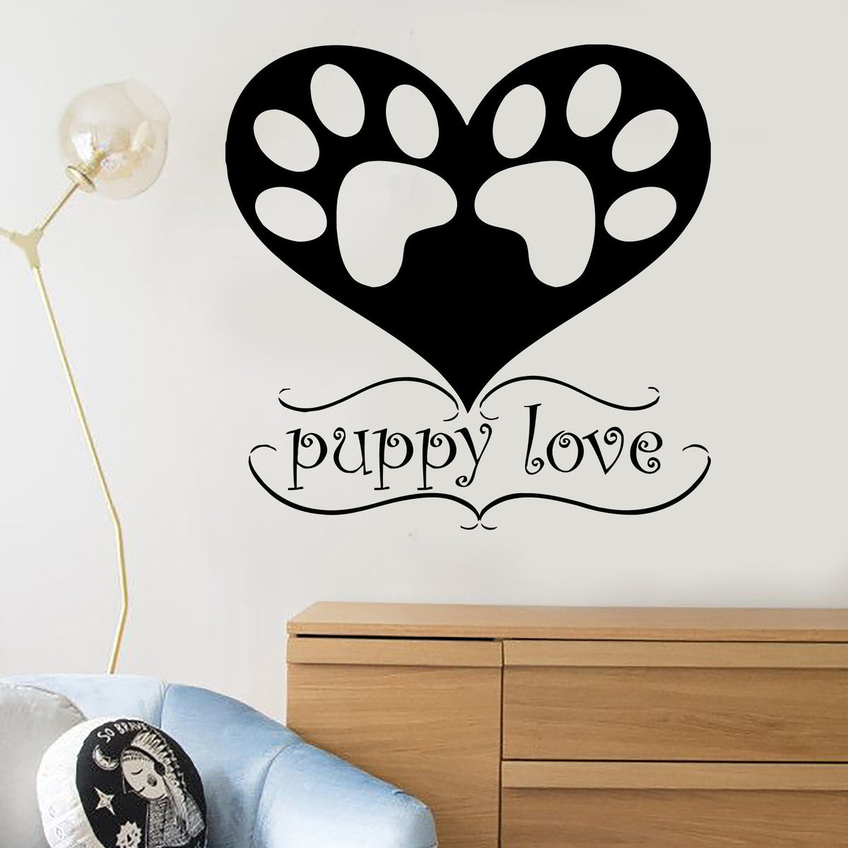 Vinyl Wall Decal Paw Print Puppy Love Pet Dog Stickers Mural Unique Gi ...