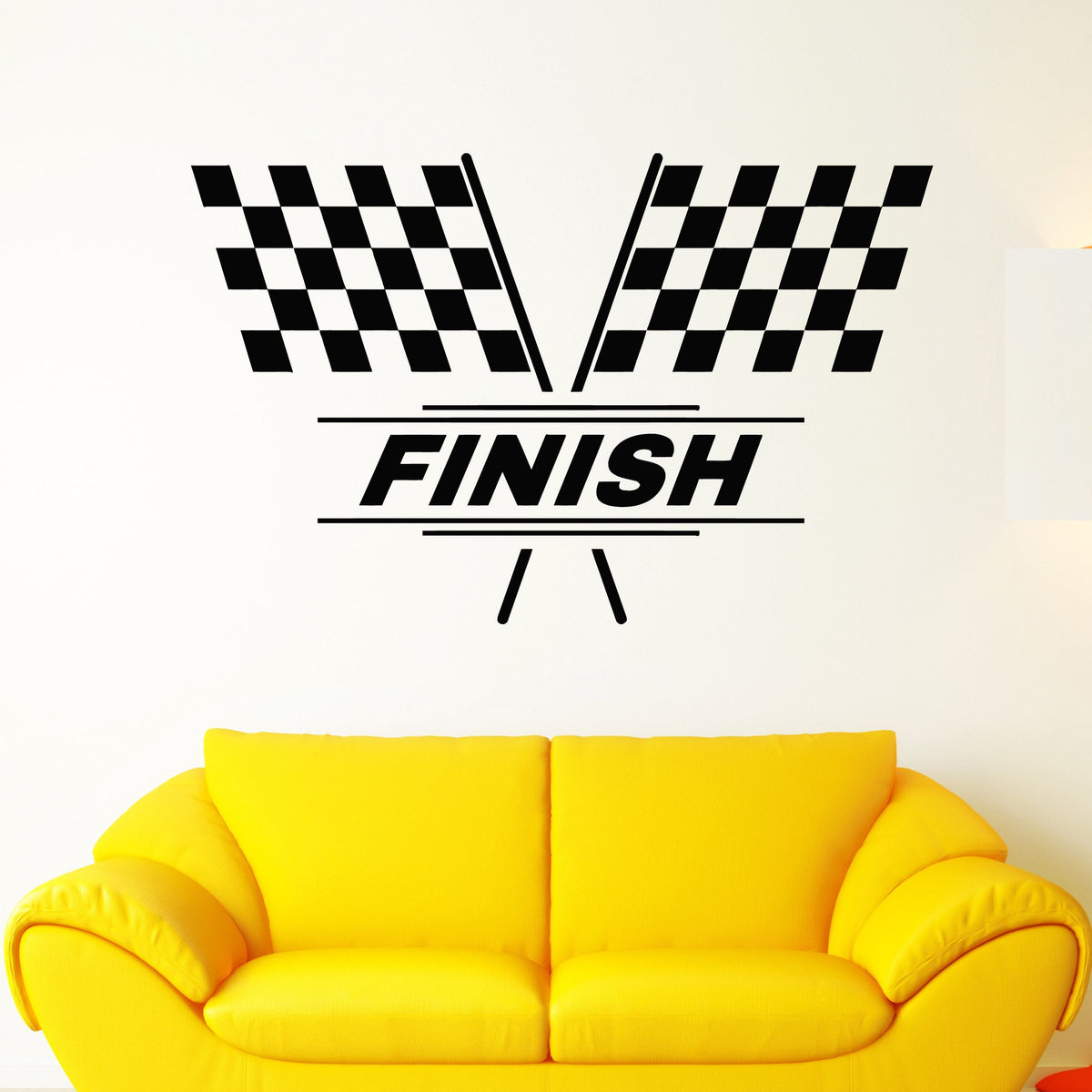 Vinyl Wall Decal Finish Race Speed Drive Racer Racing Flags Stickers U ...