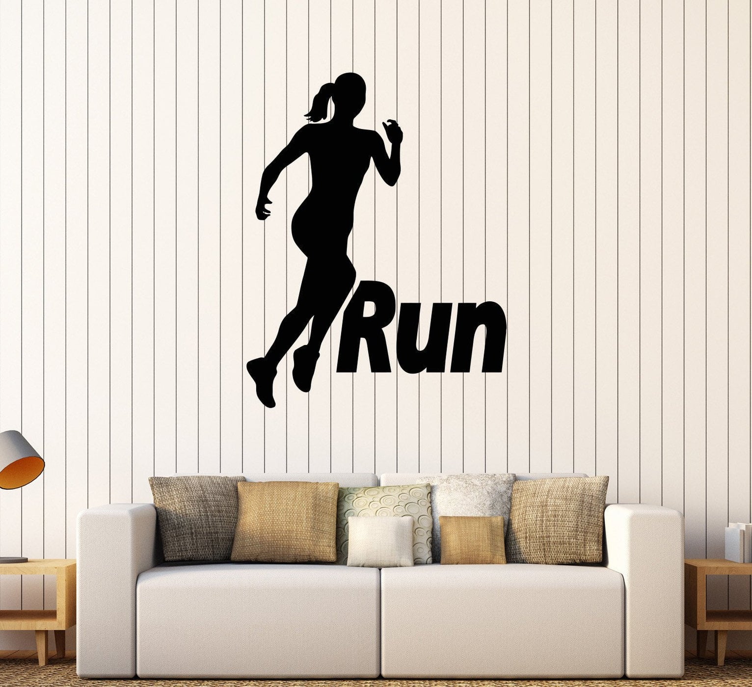Vinyl Wall Stickers Run Running Girl Woman Sport Motivation Decal Mura ...