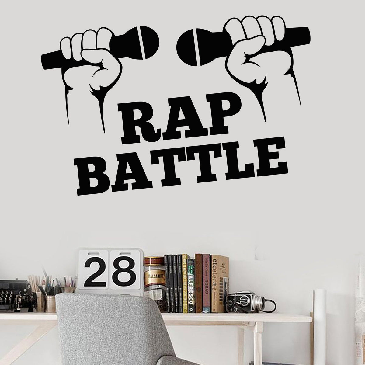 Vinyl Wall Decal Rap Hip Hop Music Battle Microphone Stickers Mural Un ...