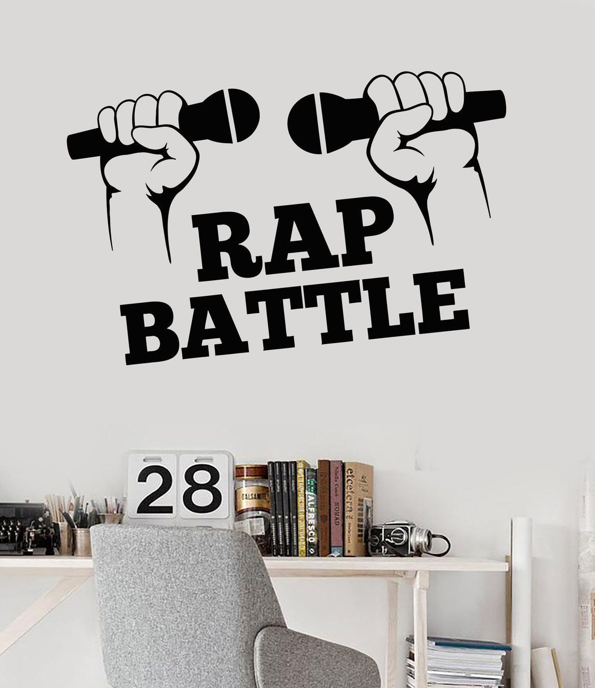 Vinyl Wall Decal Rap Hip Hop Music Battle Microphone Stickers Mural Un ...