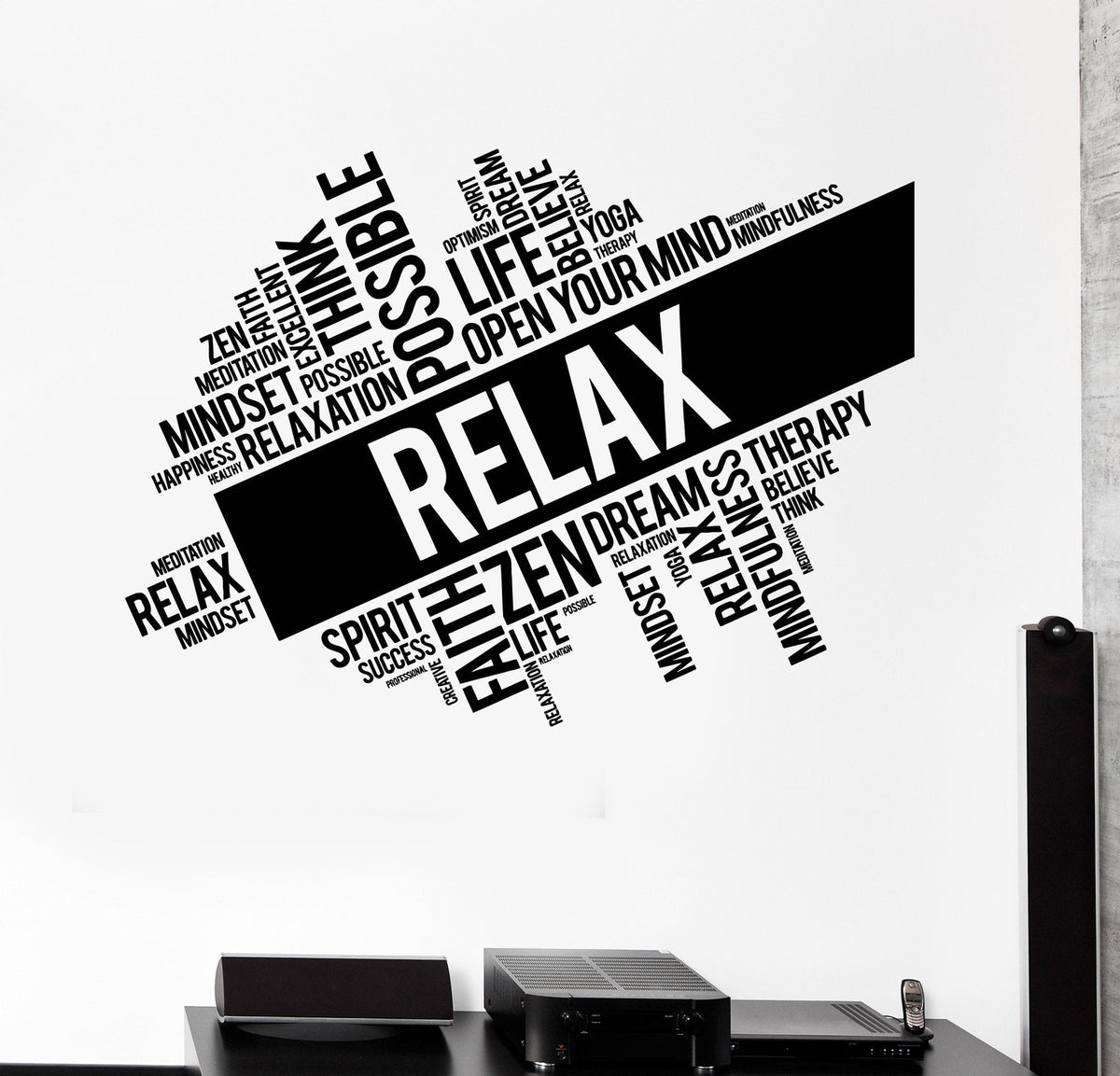 Vinyl Wall Decal Relax Words Cloud Zen Meditation Stickers Unique Gift ...