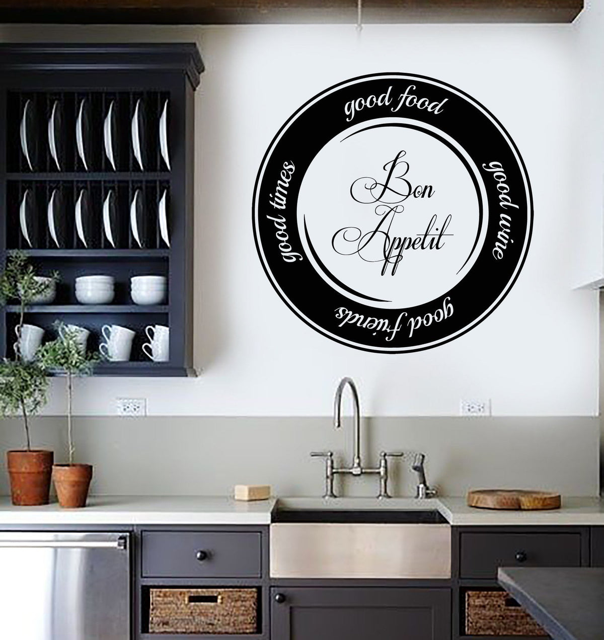 Vinyl Wall Decal Plate Restaurant Kitchen Cafe Cook Stickers Unique Gi ...