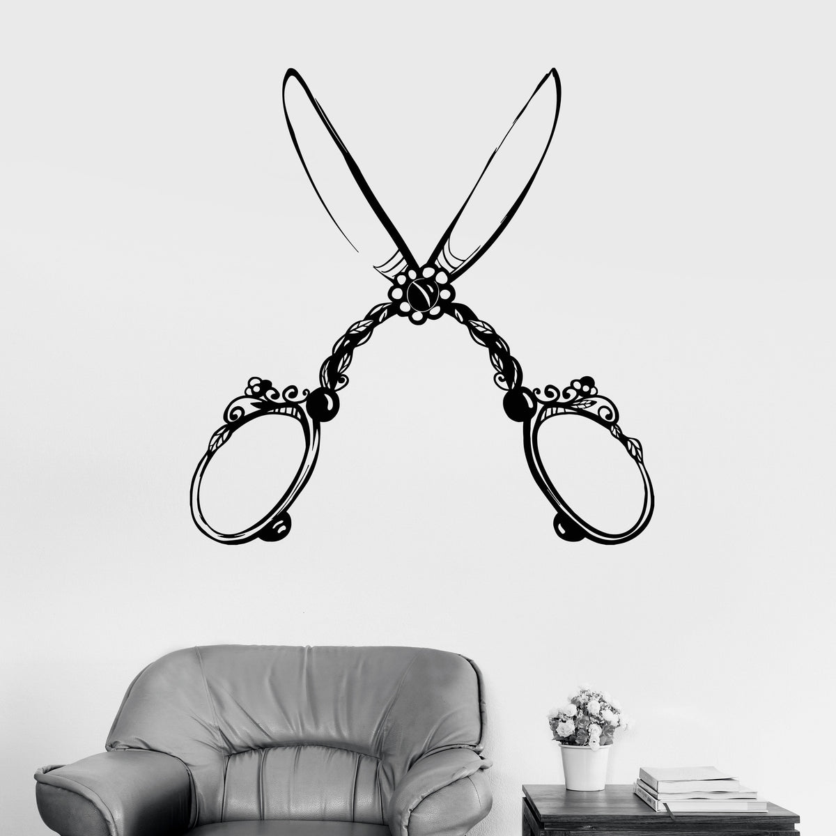 Vinyl Wall Decal Retro Shears Scissors Hairdresser Hair Salon Stickers ...