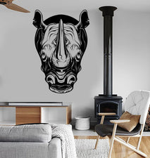 Vinyl Wall Decal Rhino Head Animal Tribal Art Rhinoceros Stickers Uniq ...