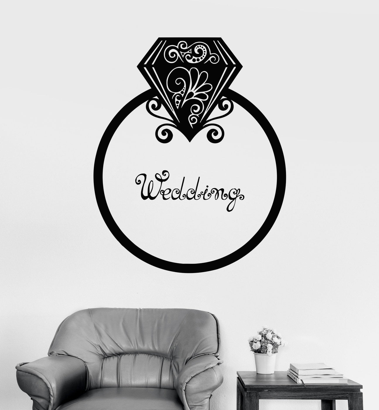 Vinyl Wall Decal Ring Wedding Palace Bridal Shop Decoration Stickers U ...