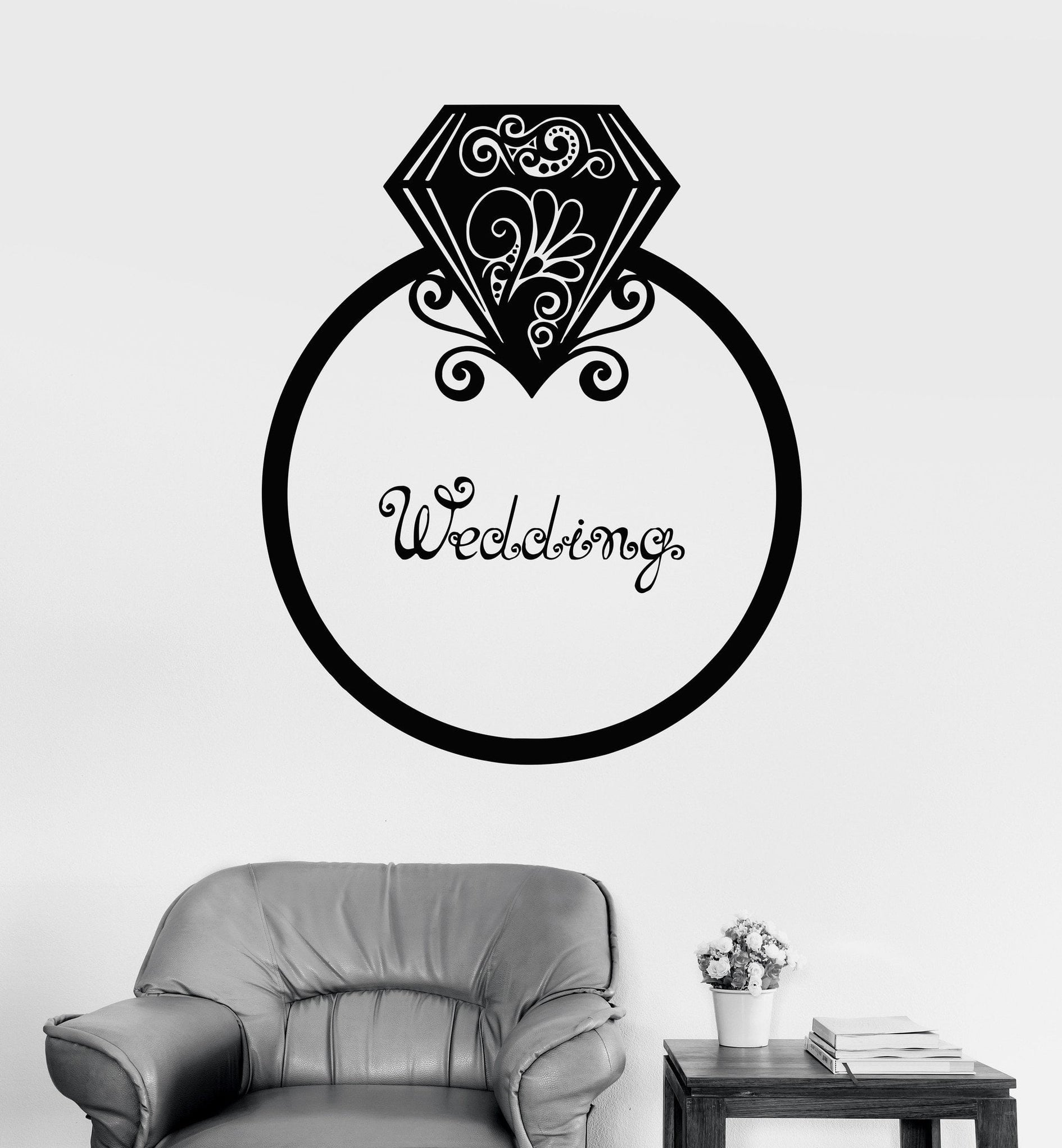 Vinyl Wall Decal Ring Wedding Palace Bridal Shop Decoration Stickers U ...