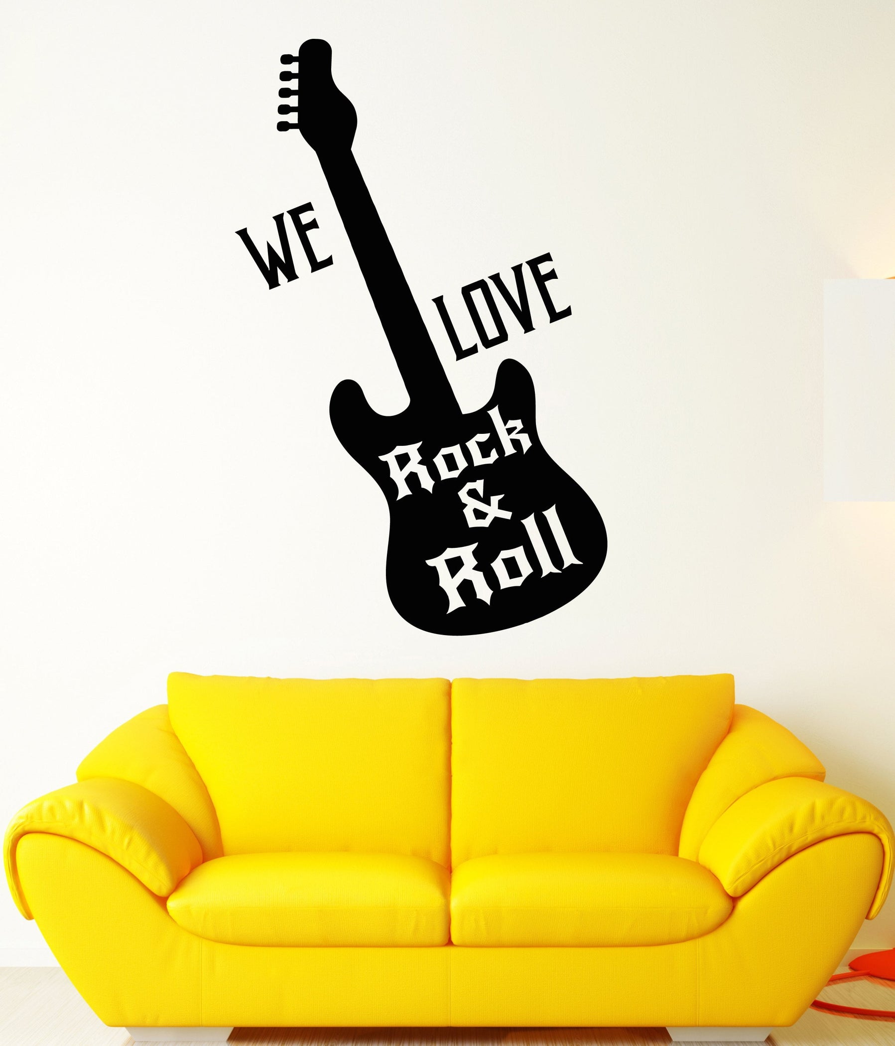Vinyl Wall Decal Electric Guitar Rock'n'roll Rock Music Musician Stick ...