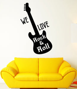 Vinyl Wall Decal Electric Guitar Rock'n'roll Rock Music Musician Stick ...