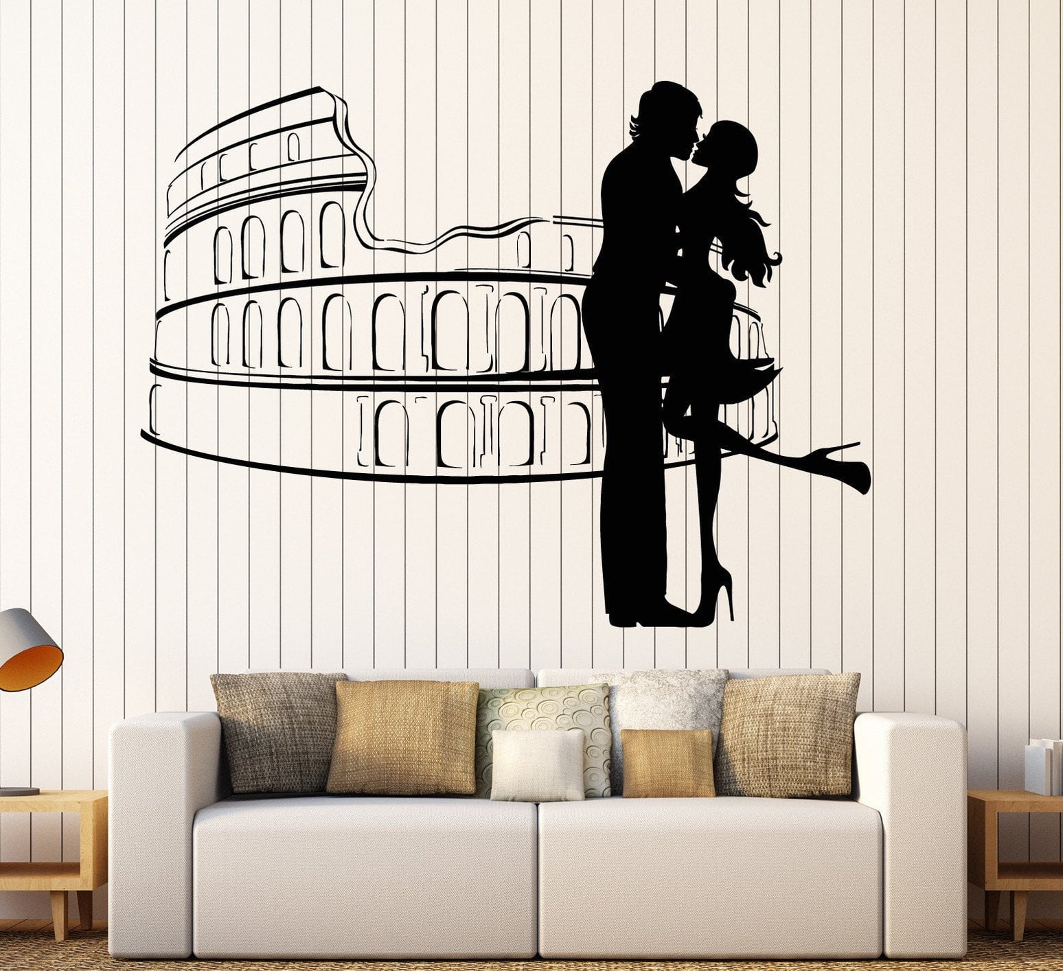 Vinyl Wall Decal Rome Romantic Couple Coliseum Love Italy Stickers Uni ...