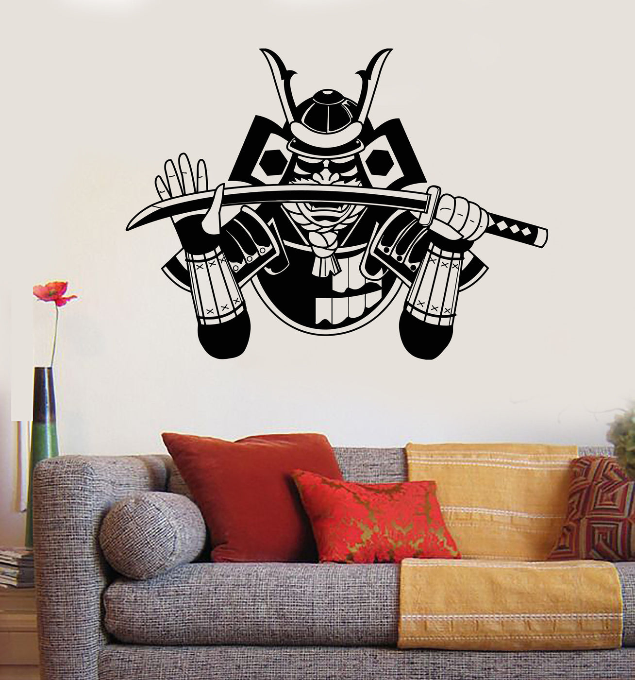 Vinyl Wall Decal Samurai Japanese Warrior Katana Armor Stickers Mural ...