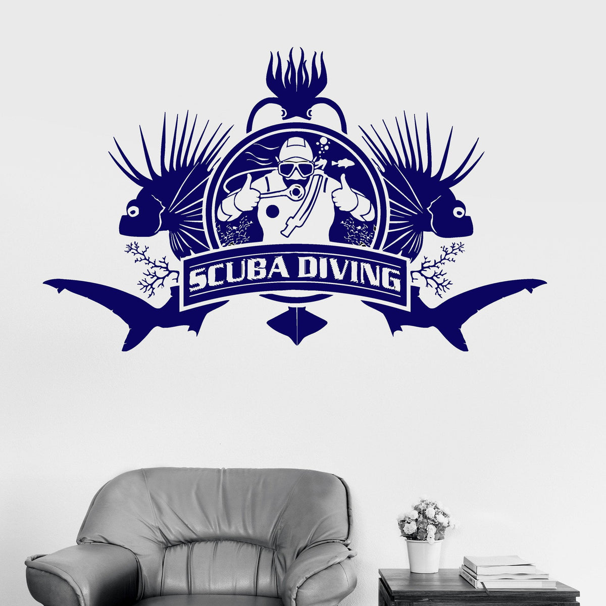 Vinyl Wall Decal Scuba Diving Diver Nautical Marine Art Decor Stickers ...