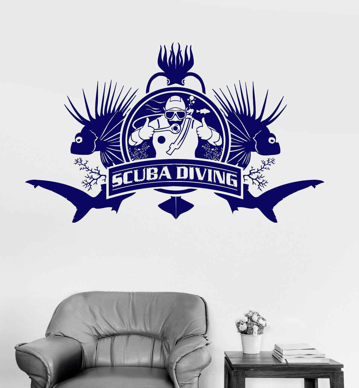 Vinyl Wall Decal Scuba Diving Diver Nautical Marine Art Decor Stickers ...