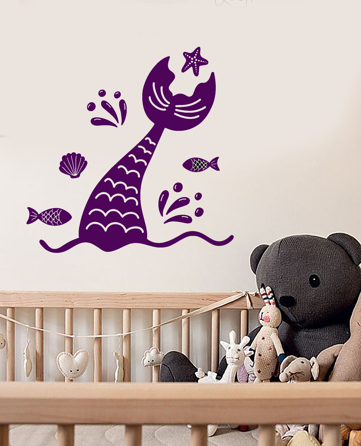 Vinyl Wall Decal Mermaid Tail Fairy Tale Sea Animals Shell Stickers (3 ...