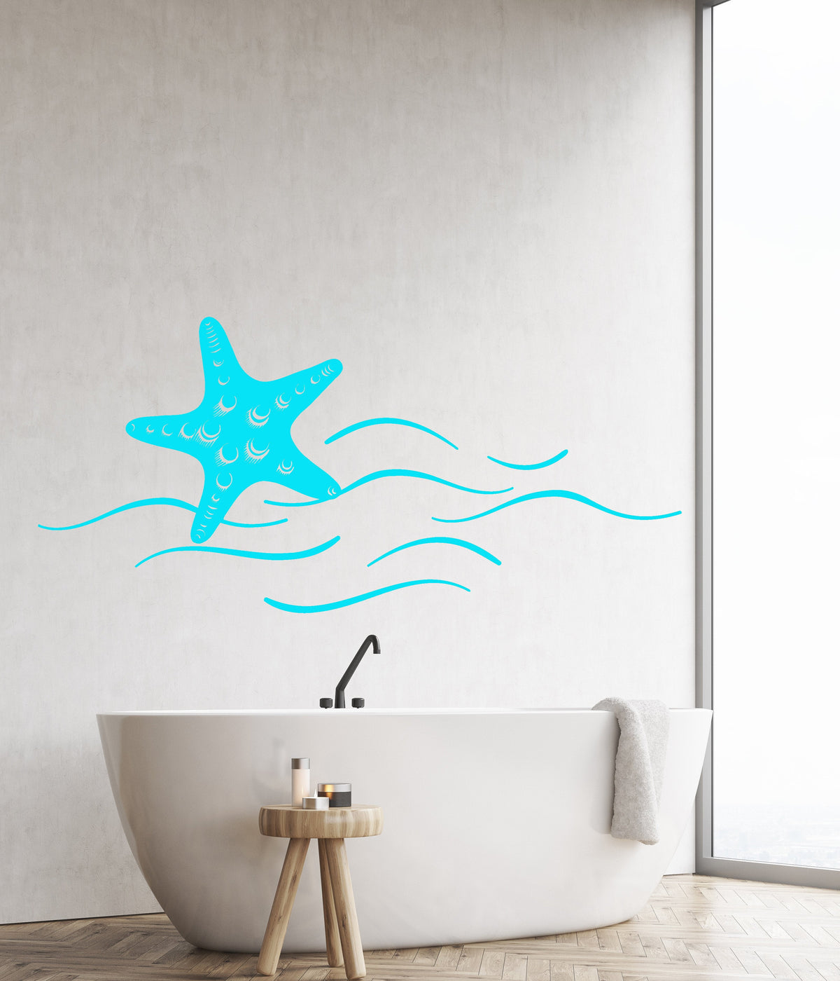 Vinyl Wall Decal Starfish Sea Ocean Beach Style Wave Stickers Unique G ...