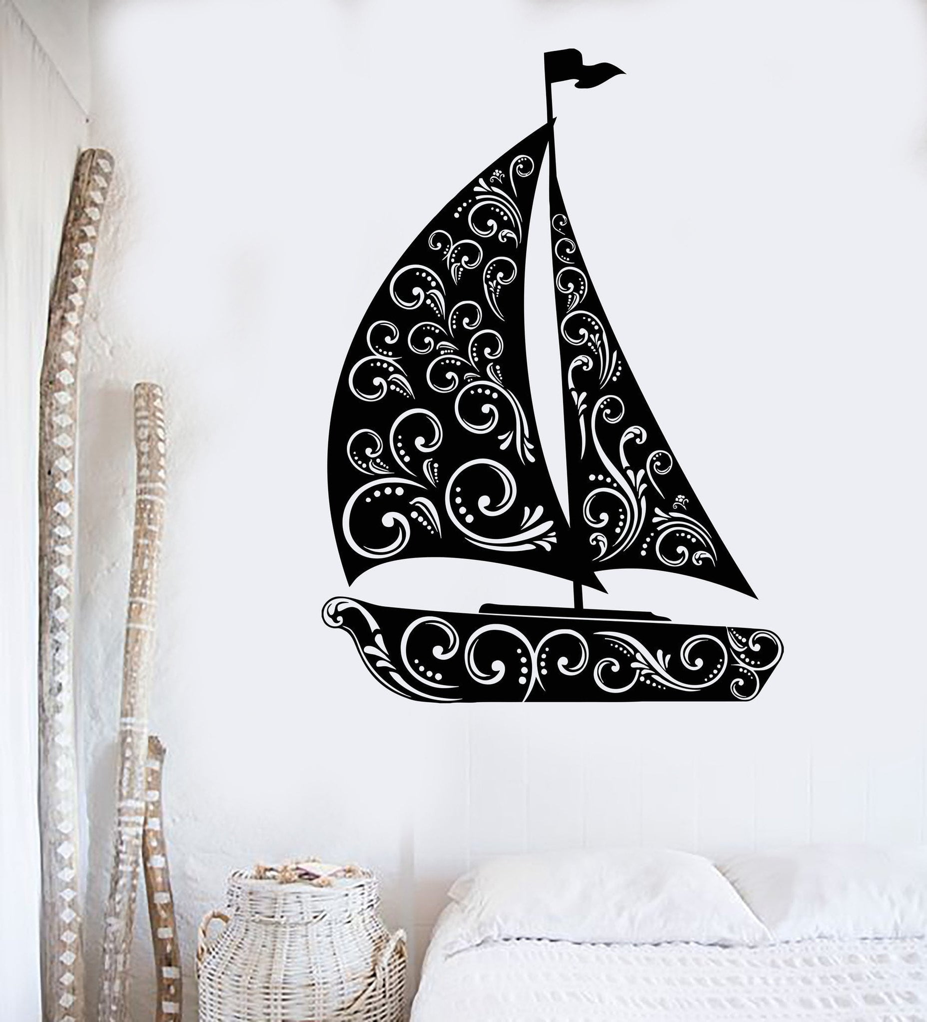 Vinyl Wall Decal Ship Sail Yacht Marine Sea Nautical Decor Stickers Un ...