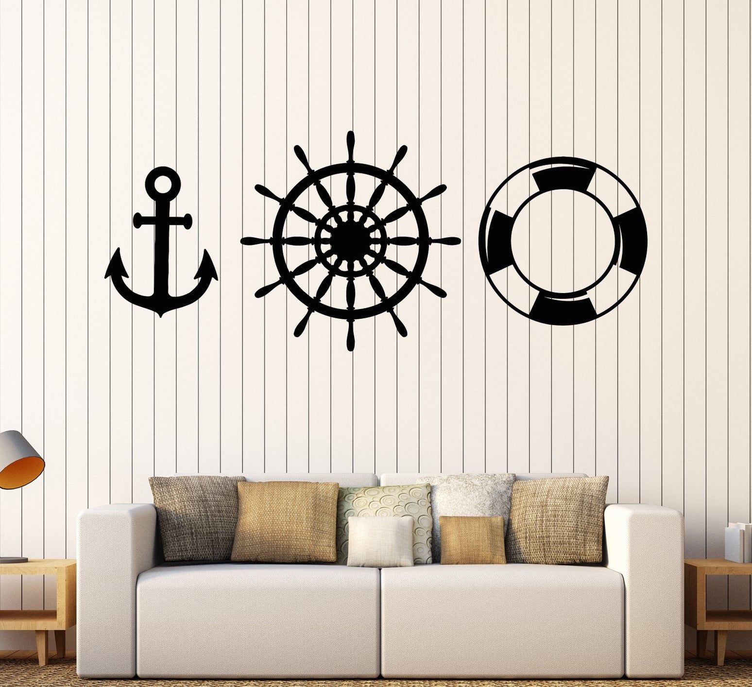 Vinyl Wall Decal Anchor Lifebuoy Ocean Sea Style Ship Stickers Unique ...