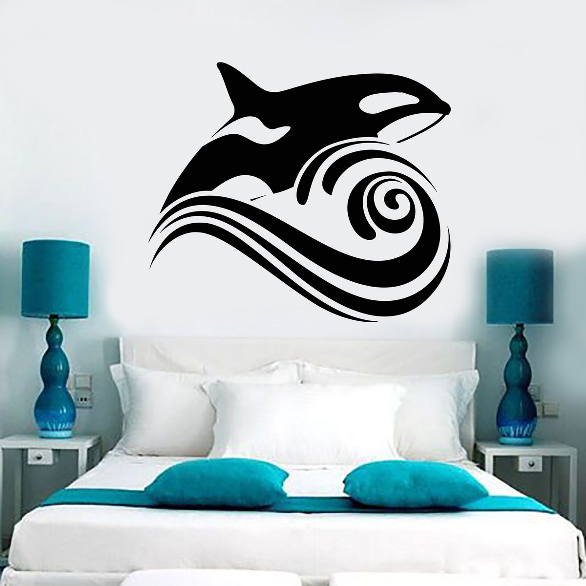 Vinyl Wall Decal Killer Whale Wave Sea Ocean Style Stickers (2234ig ...
