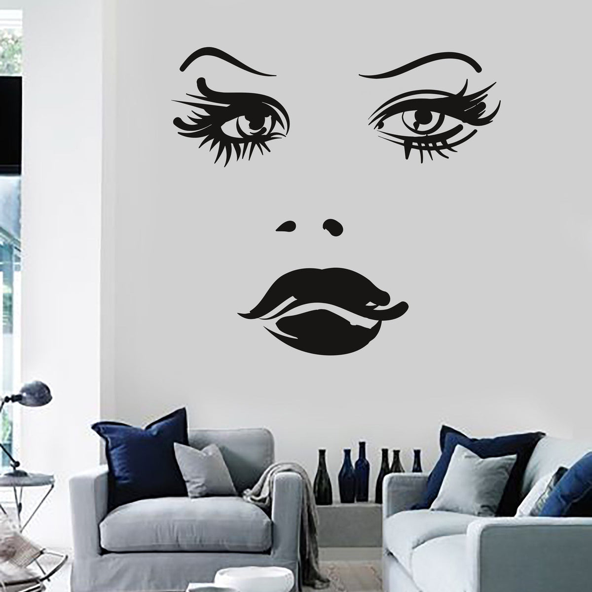Vinyl Wall Decal Woman Face Eyes Lips Girl Stickers Unique Gift (ig392 ...