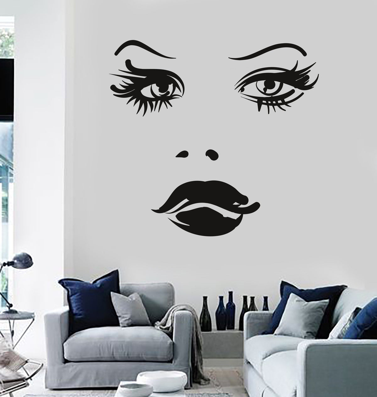 Vinyl Wall Decal Woman Face Eyes Lips Girl Stickers Unique Gift (ig392 ...