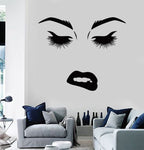 Vinyl Wall Decal Beauty Woman Face Eyes Lips Lashes Stickers Murals Un ...