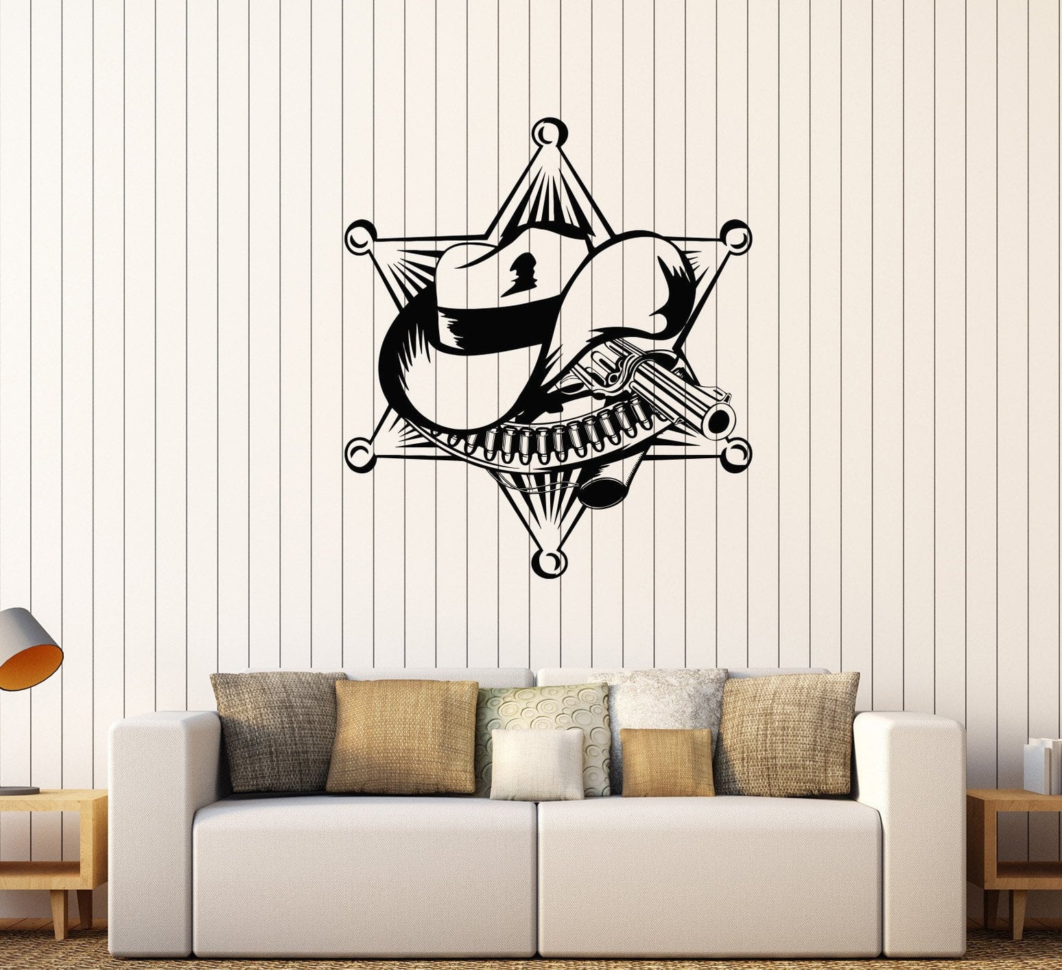 Vinyl Wall Decal Sheriff Hat Revolver Star Boy Room Stickers Mural Uni ...