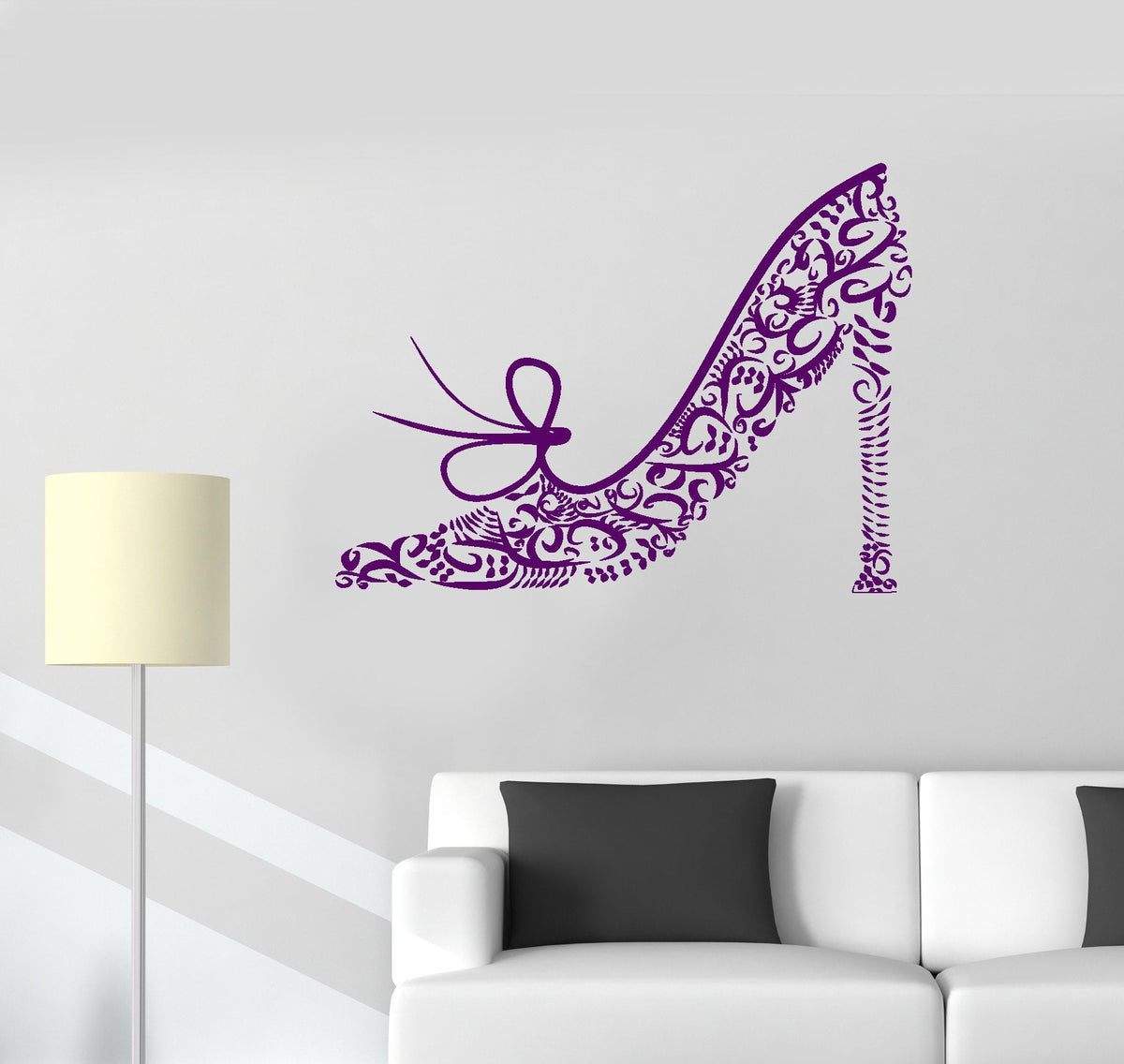Vinyl Wall Decal Shoe Fashion Style Woman Girl Room Decoration Sticker ...