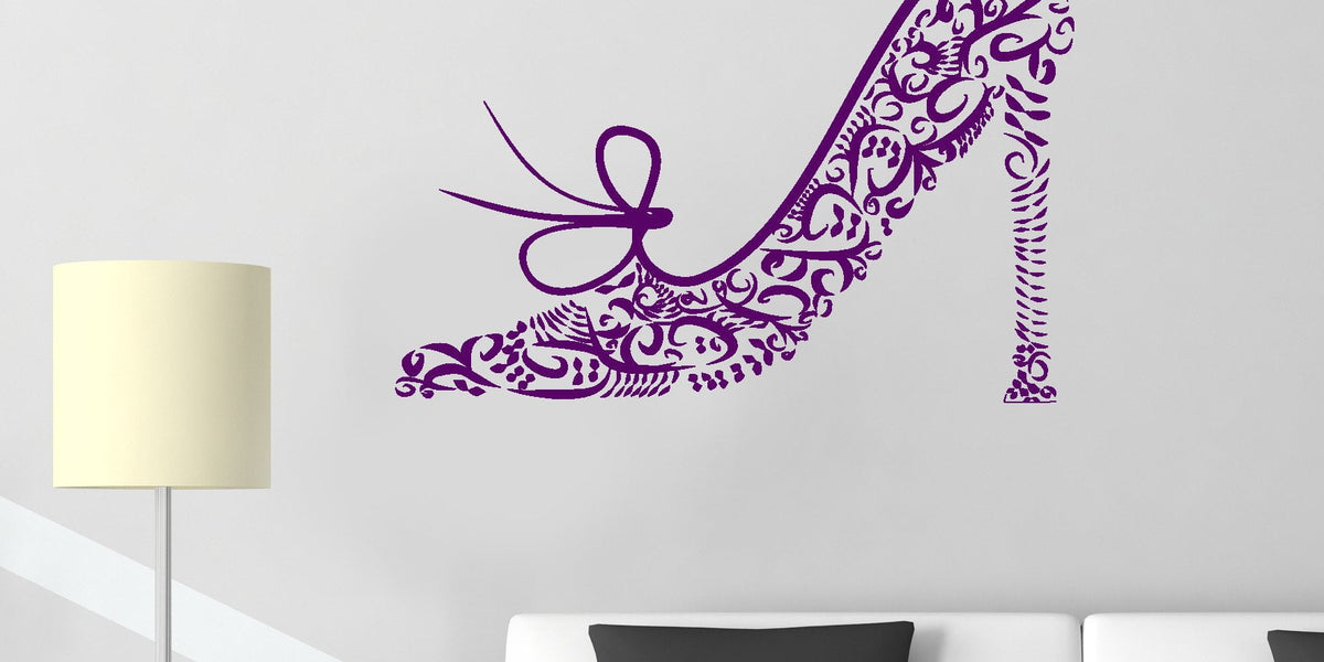 Vinyl Wall Decal Shoe Fashion Style Woman Girl Room Decoration Sticker ...